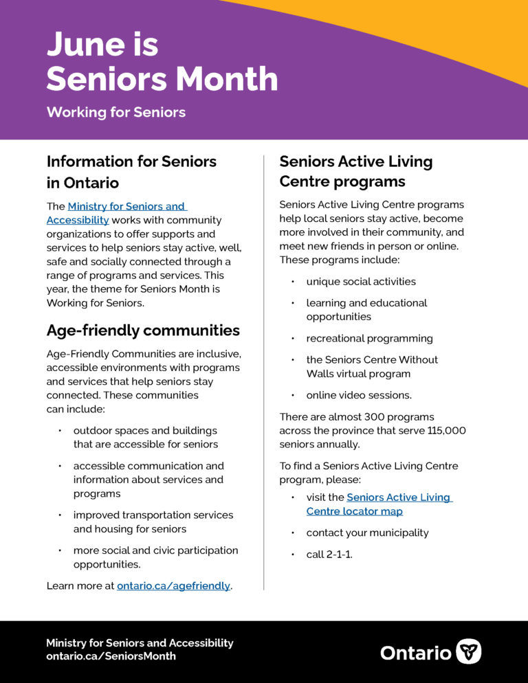 June is Seniors Month in Ontario - Links2Care